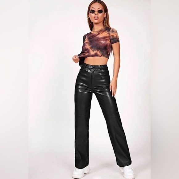 SHEIN | Pants & Jumpsuits | Shien Faux Leather Pants Black Size Petite ...